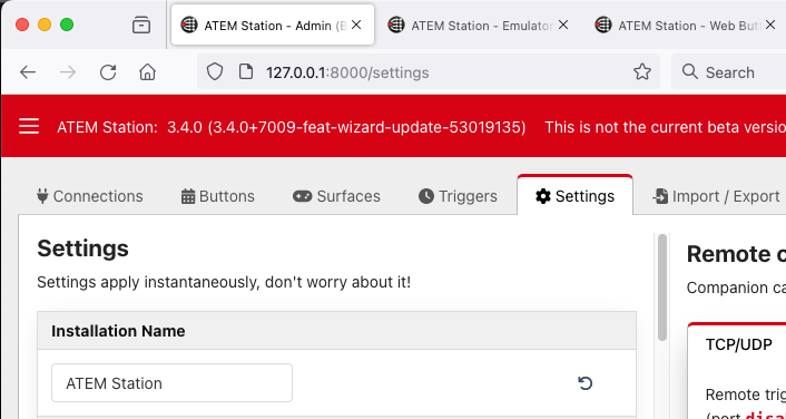 Bitfocus Companion - Admin